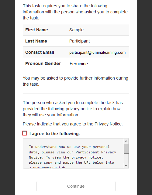 How do I register to complete a task or questionnaire?